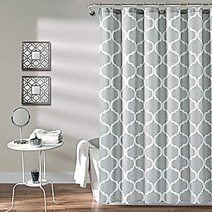 Lush Decor Washable and Durable, 72" x 72" Bathroom Shower Curtain with Bold Trellis Print on Soft Gray Fabric, Light