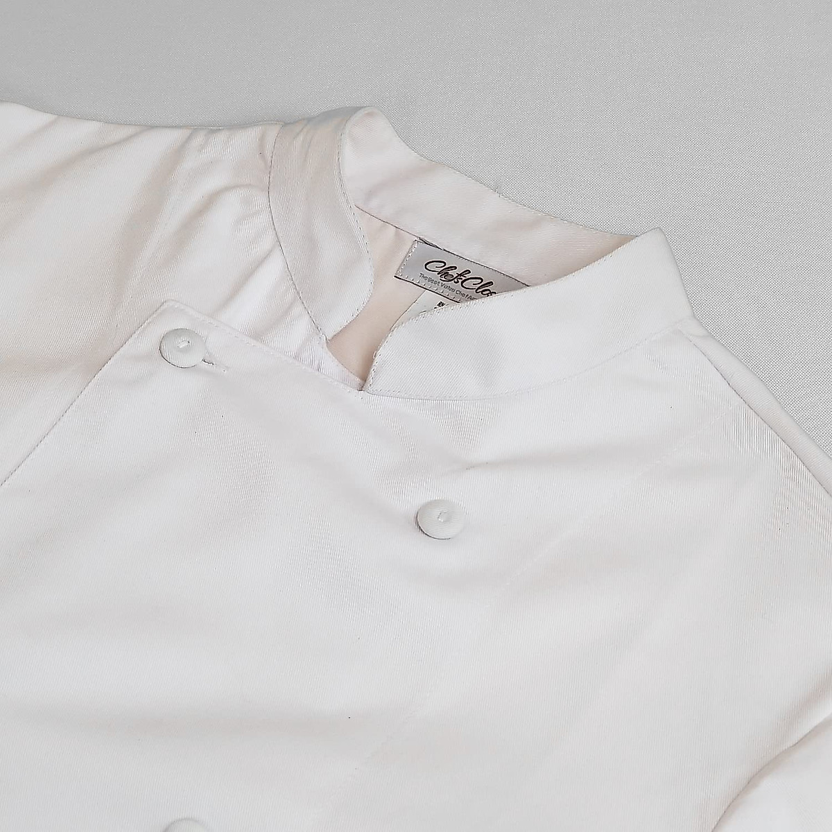 ChefsCloset Premium Cloth Covered Button Long Sleeve Chef Coat, White, Large