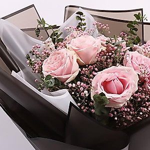 20 Pcs Black border Flower Wrapping Paper,Waterproof Valentine's Day Bouquet Wrapping Paper 23x23Inch Used for DIY Crafts, Gift Packaging, Flower Shop Bouquet Packaging (Black)