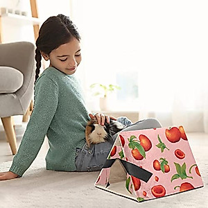 Cherry Pattern, Hamster House Habitat Bed for Small Animal Hamster Gerbils Chipmunks Squirrels Hedgehogs Guinea Pigs Habitat Decor