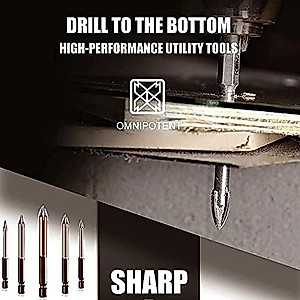 5/7PCS Efficient Universal Drilling Tool, Titanium Combination Drill Tap Bits Set, Triangle Drill Bit, Glass, Tile and Concrete Drill Bit, Multifunctional Cross Alloy Drill Bit Tip Tools (7 PCS)