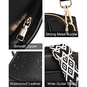 Gximdz es Small Crossbody Bags for Women Trendy Vegan Leather Crossbody Purses Shoulder Bag with Adjustable Wide Guitar Strap (Black)