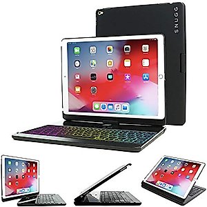 Snugg iPad Mini 5 / iPad Mini 4 Keyboard Backlit Wireless Bluetooth Keyboard Case Cover 360° Degree Rotatable Keyboard for Apple iPad Mini 5 - Black
