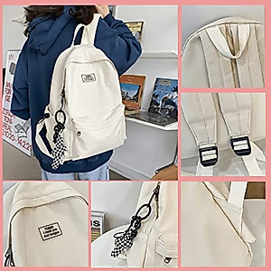 WEIIYONN Kawaii Backpack for Women Aesthetic Book bag Laptop Backpack Casual Women's Daypack with Cute Accessories (White)
