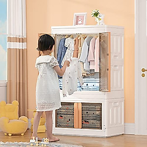 Closet Organizers and Storage, Plastic Drawers for Kids Bedroom, Collapsible Kids Clothing Storage, Stackable Closet Storage Shelves, 39.6 Gal Baby Wardrobe Organizer, Storage Cabinet for Kids Dresser