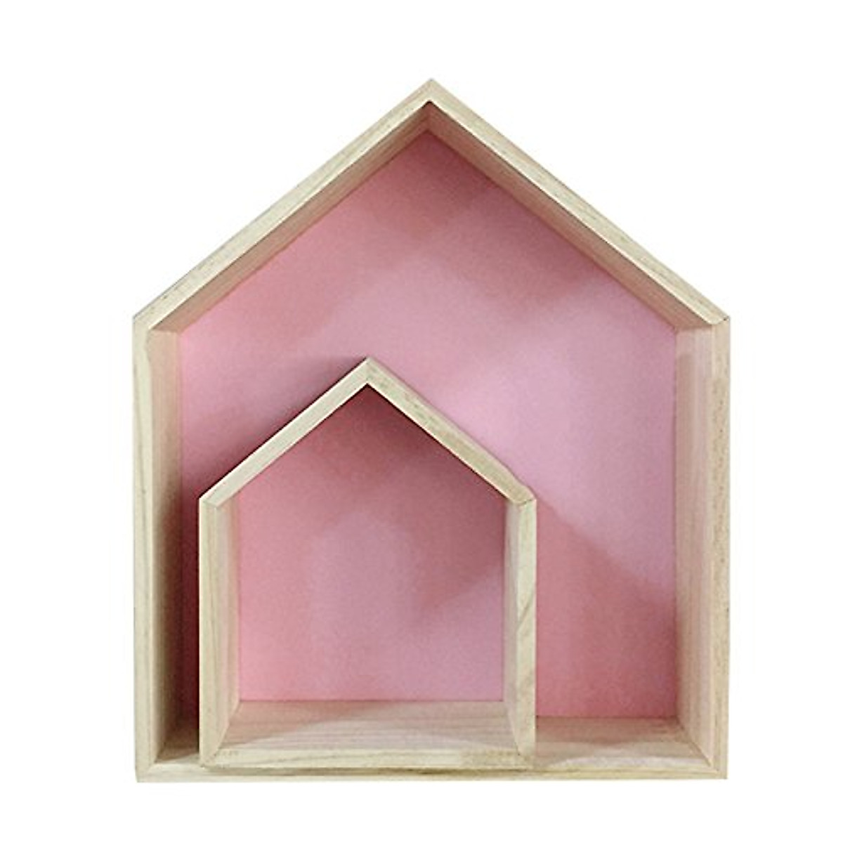 House Shape Wooden Wall Storage Shelf/Wooden House Shelves/Wood Wall Shelf/House Shaped Shelf Box,Set of 2 Wall Art Decoration Children's Room Decoration