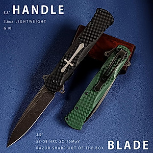 MADSMAUG Pocket Knife, EDC Folding Knife with G10 Handle, Great festival Christmas Gift EDC knife For Men Women Outdoor Survival Camping knife