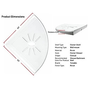 Tenedos Resin Bathroom Corner Shower Shelf Tile Flatback Wall Mounted (White)