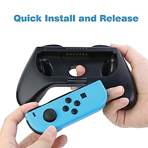 HEYSTOP Wheel Controller for Nintendo Switch & Switch OLED Model 2021 (4 Pack) Joy Con Controller Grip and Switch Steering Wheel for Mario Kart (Black)