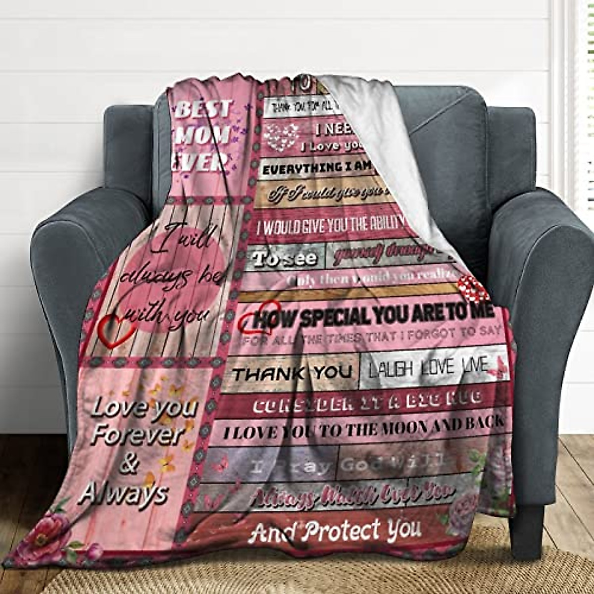 to My Mom Blanket Gifts,Flannel Thick Throw Blanket Birthday Gifts from Daughter Son,Blanket Presents for Mother's Day,Christmas,Soft Cozy Flannel Blanket,Bed Blanket Gift 50"X40"