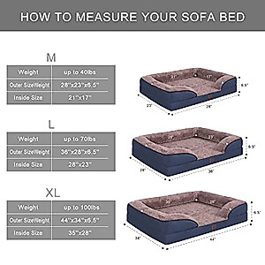 Orthopedic Dog Bed for Large Dogs up to 70/100lbs, Dog Sofa with Removable Washable Cover with Waterproof Lining Dog Beds