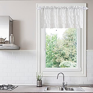 WestWeir White Ruffle Kitchen Valances for Windows- Valance Curtain for Living Room,Farmhouse Decor 50 w x 18 inch Length 1 Panel