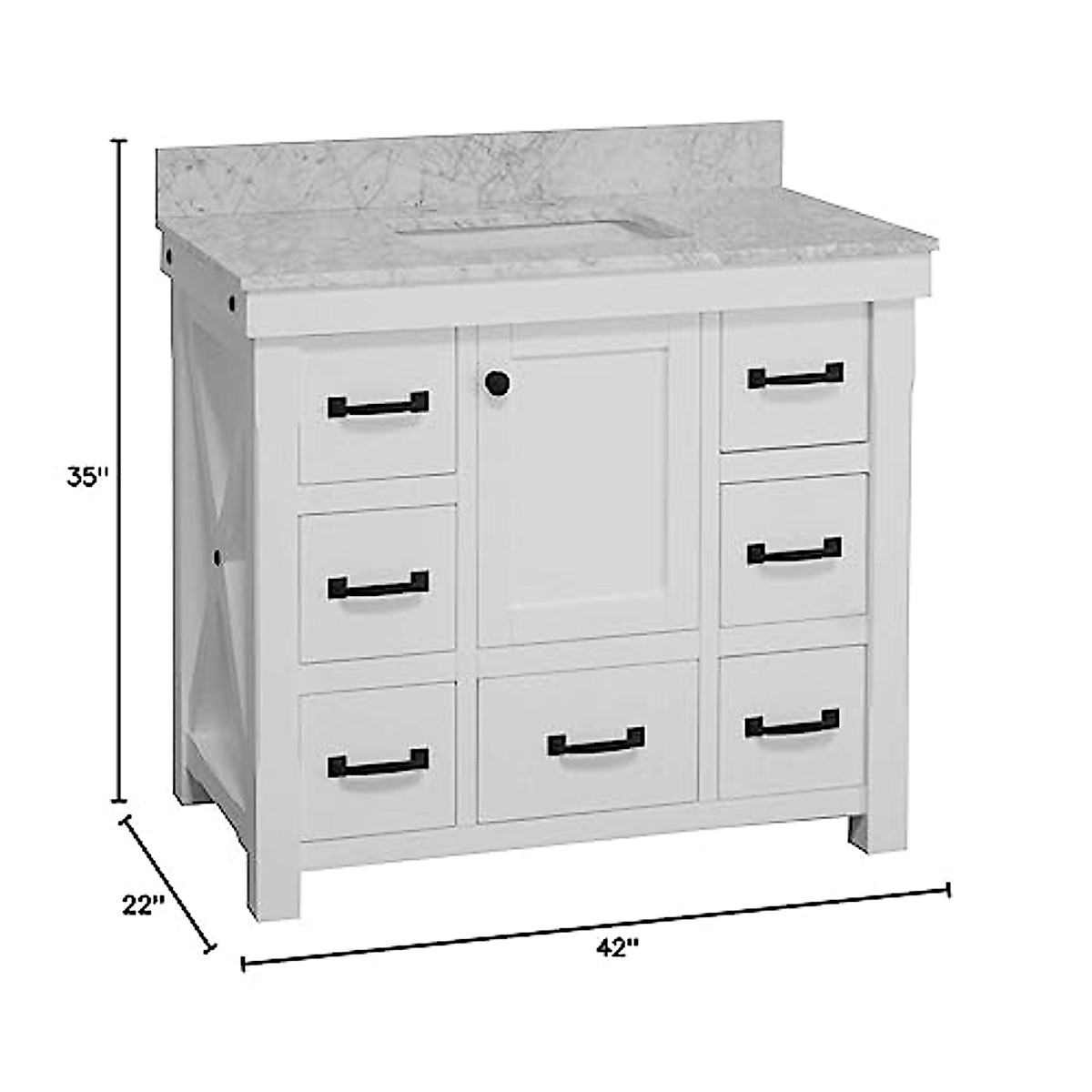Tuscany 42-inch Bathroom Vanity (Carrara/White): Includes White Cabinet with Authentic Italian Carrara Marble Countertop and White Ceramic Sink