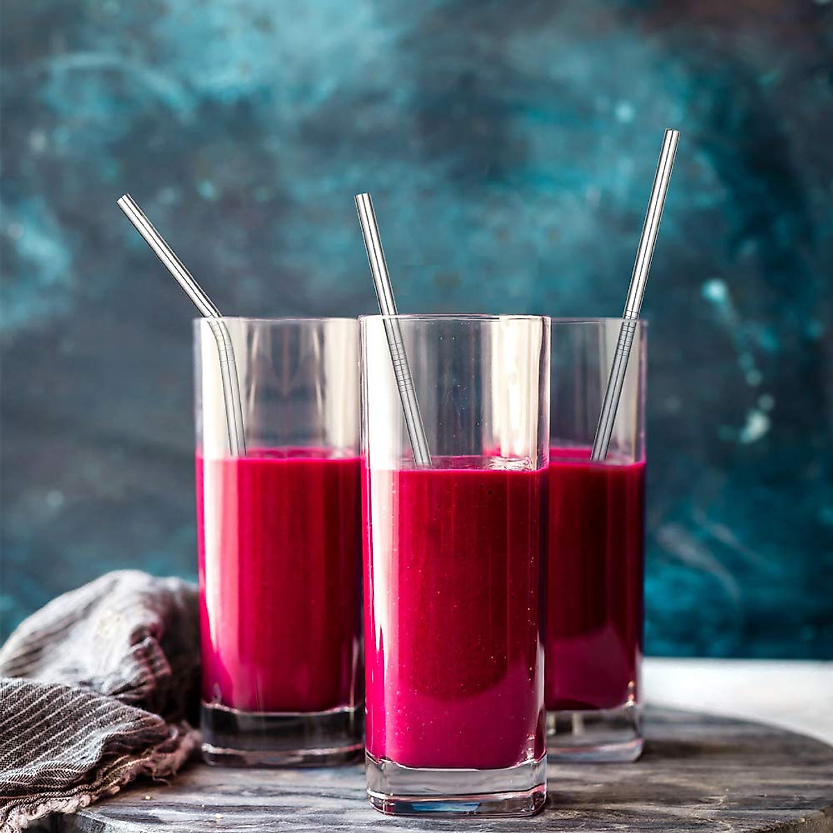 Hiware 12-Pack Reusable Stainless Steel Metal Straws with Case - Long Drinking Straws for 30 oz and 20 oz Tumblers Yeti Dishwasher Safe - 2 Cleaning Brushes Included