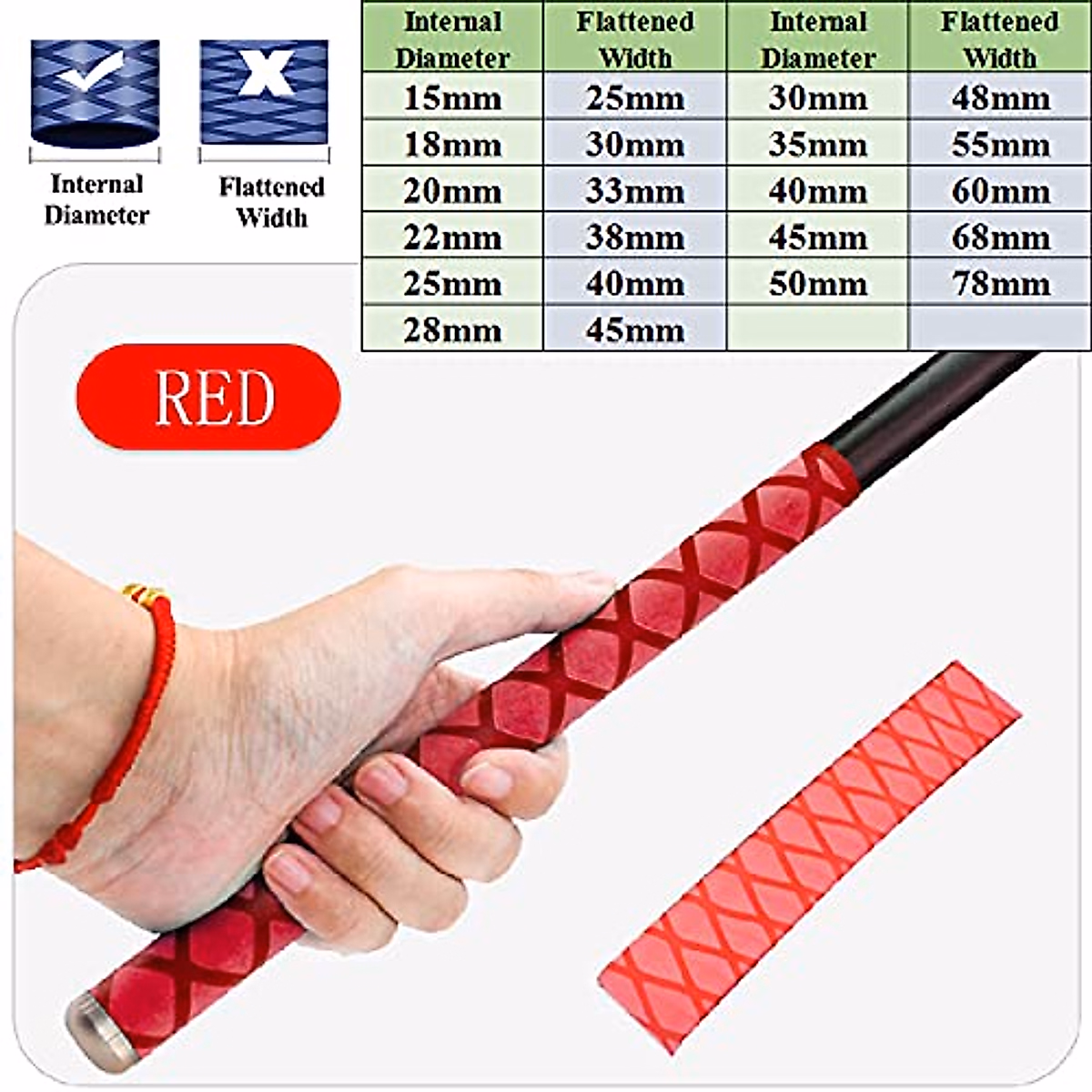 NC Heat Shrink Rod Wrap for Fishing Rods，1M 15/18/20/22/25/28/30/35/40/50mm，Heat Shrink Wrap Tubing for Rod Grips-5 Color (Yellow, 15mm)