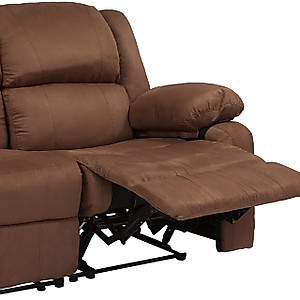 EMMA + OLIVER Brown LeatherSoft Loveseat with Two Built-in Recliners