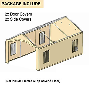 CooTentler 20x12x10FT Portable Paint Booth Covers Replacement (Not Include Frames & Top Cover & Floor)