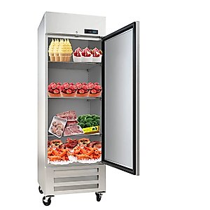 27 5/8 Inch AP-23F 20 Cu. Ft Commercial Freezer, Single Door Stainless Steel Reach-in Freezer with 3 Adjustable Shelves for Restaurants, -8°F – 0°F