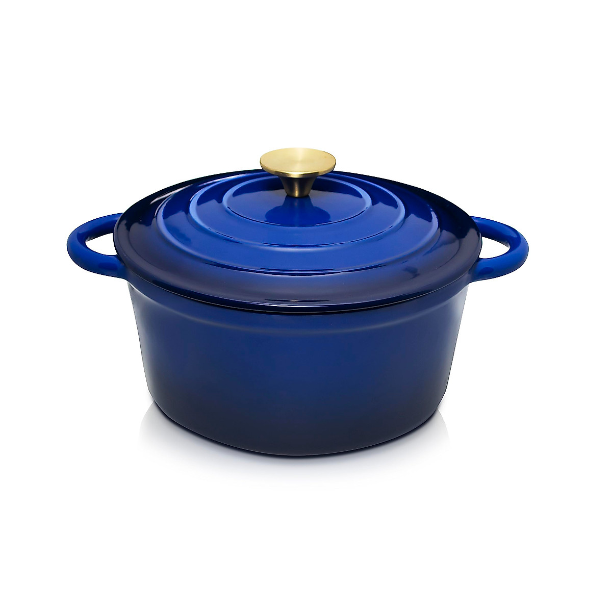 Enameled Cast Iron Dutch Oven - 5qt Dutch Oven Pot with Lid and Steel Knob - Cast Iron Cookware with Loop Handles for Gas, Electric & Ceramic Stoves - Blue Enamel Dutch Oven for Cooking & Baking