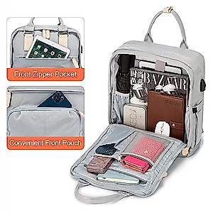 LOVEVOOK Laptop Backpacks for Women,Lightweight Cute Backpack with USB Charging Port Aesthetic Casual Travel Backpack 15.6 Inch,Grey