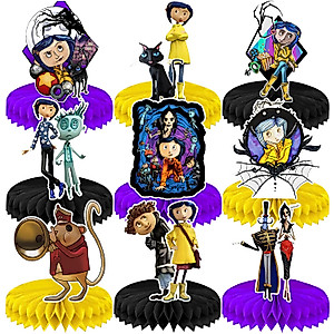 9pcs Horror Halloween Party Decorations Decorations Honeycomb Centerpieces 3D Double Sided Halloween Themed Table Decorations Table Topper for Halloween Birthday Party Supplies Decor