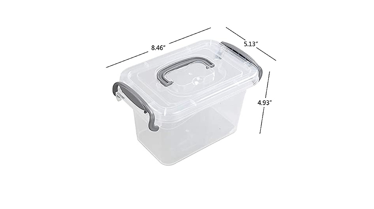 Nesmilers 1.8 L Plastic Latch Storage Boxes 6-Pack for Home & Office