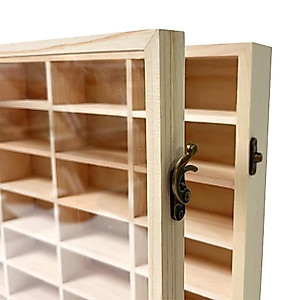 Wooden Wall Mount Display Case for Hot Wheels, with Dust Resistant Door, Matchbox 1/64 Scale Diecast Model Cars Display Storage Organizer Case, Stores up to 60 Cars