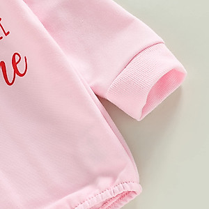Baby Boy Girl First Valentine's Day Outfit Long Sleeve Crew Neck Sweatshirt Romper Love Heart Onesie Bodysuit Clothes (Daddys Little Valentine, 6-12 Months)