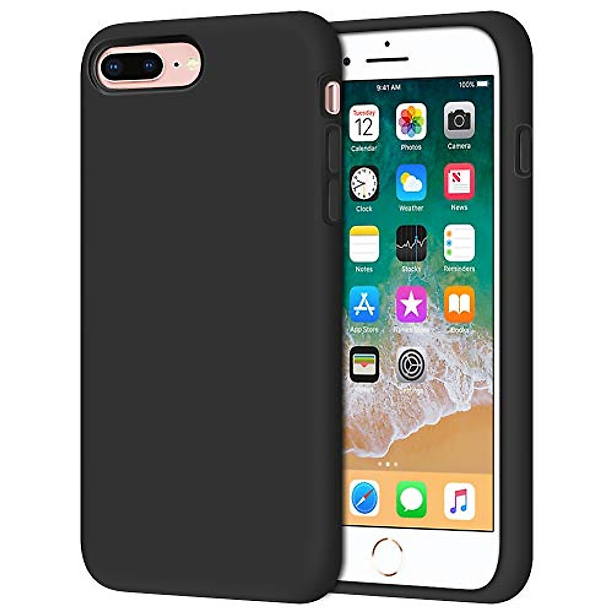 Anuck iPhone 8 Plus Case, iPhone 7 Plus Case, Soft Silicone Gel Rubber Bumper Case Microfiber Lining Hard Shell Shockproof Full-Body Protective Case Cover for iPhone 7 Plus /8 Plus 5.5" - T Black