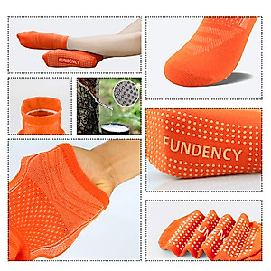 FUNDENCY Non Slip Yoga Socks for Women 6 Pairs, Anti-Skid Socks for Pilates Bikram Fitness Socks with Grips