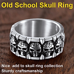 ChainsProMax Skull Jewelry for Women Stainless Steel Ring Size 7 Viking Bikers Rings