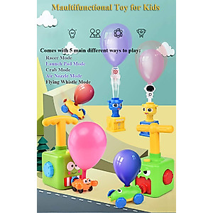 NEXTAKE Balloon Powered Car Launcher Toy Set, Aerodynamics Air Powered Toy Balloon Power Racer Balloon Car Toy with Pump, Launch Pad, Astronaut, Rocket (Duck with Launch Pad)