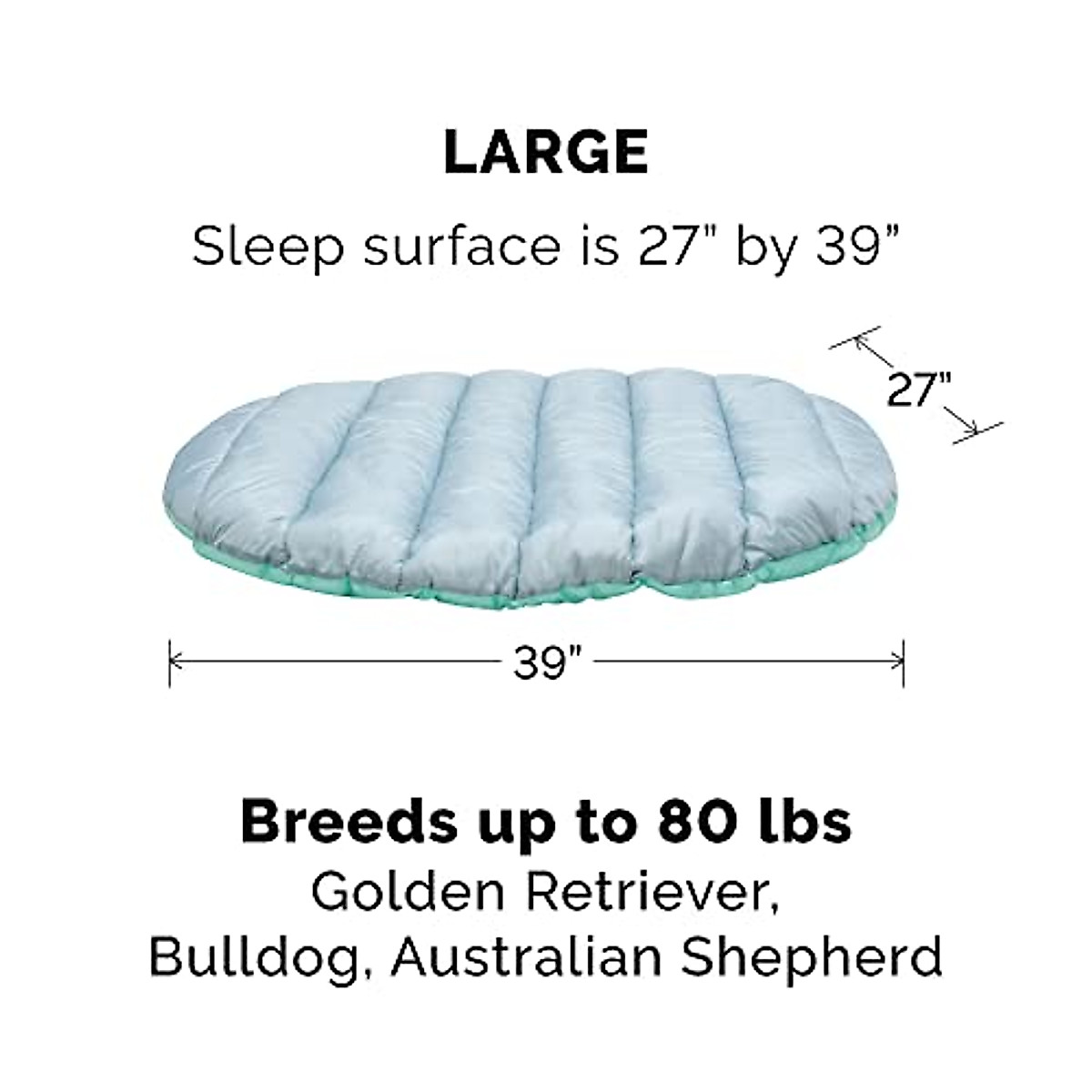 Furhaven Large Dog Bed Trail Pup Travel Pillow Mat w/ Stuff Sack, Washable - Aqua/Granite Gray, Large