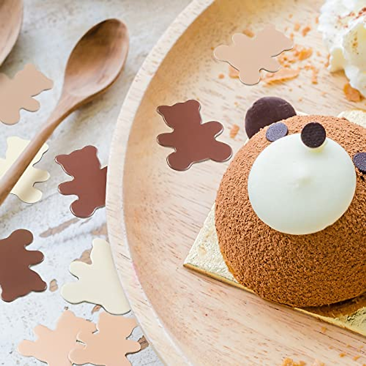 500 Pieces Bear Shaped Confetti Baby Shower Cream Brown Paper Confetti Sprinkles Bear Table Confetti for Boy Girl Home Party Table Decorations (1.2 Inch, Solid Style)