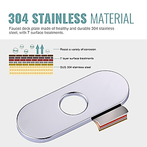 WOWOW 6.3 inch Kitchen Sink Faucet Hole Cover Deck Plate Chrome,Sink Hole Cover for 1 or 3 Hole Kitchen，Sink Faucet Single Hole Mixer Tap, Escutcheon Plate Stainless Steel Deck Plate