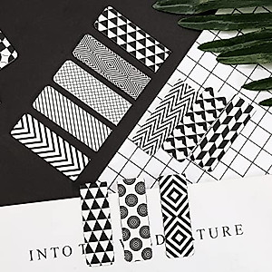 MWOOT 30Pcs Geometric Magnetic Bookmarks, Black White Magnet Page Markers Kit, Creative Magnetic Page Clips Bookmark for School Office Kids Students Book Lovers Reading Supplies (30 Styles, 6x2CM)