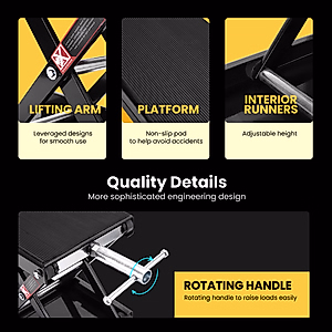 VIVOHOME Motorcycle Lift Scissor Jack Steel Wide Deck Hoist Crank Center Stand 1100 LBS Capacity for Motorcycles, ATVs, Dirt Bikes Black