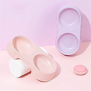 AHEGAS Dog Food Bowl Double Bowl for Household Pets, Suitable for Cats and Dogs, with Rounded Curves, Simple to Clean, Durable and Anti-Drop ( Color : Blue )