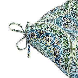 Pillow Perfect Outdoor/Indoor Delancey Lagoon Tufted Bench/Swing Cushion, 56" x 18", Blue