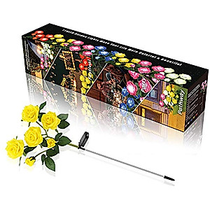 Outdoor Solar Garden Stake Lights,Upgraded LED Solar Powered Light with 6 Rose Flowers, Waterproof Solar Decorative Lights for Patio Pathway Courtyard Garden Lawn
