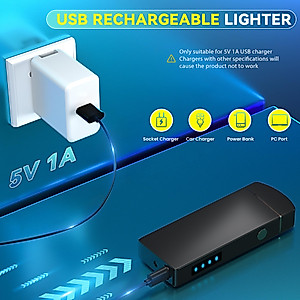 Gifts for Him Her Men Boyfriend Husband, Coquimbo Electric Lighter USB Rechargeable Windproof Lighter, Flameless Dual Arc Plasma Lighter for Household Candle Incense Fireplace