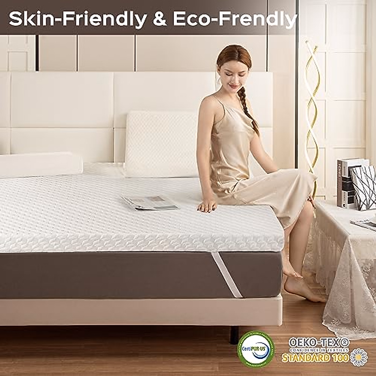 Mattress Topper Queen - 3 Inches Gel Infused Memory Foam Mattress Topper with Breathable Cover, Zero Pressure High Density Mattress Topper for Back Pain Relief, 60"x80"x3"