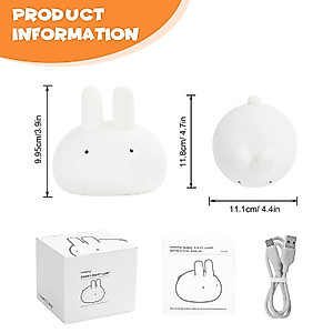 booborny Night Lghts for Bedroom Cute Lamp Bunny Night Light Silicone Nightlight Squishy LED Rechargeable Kawaii Lamp
