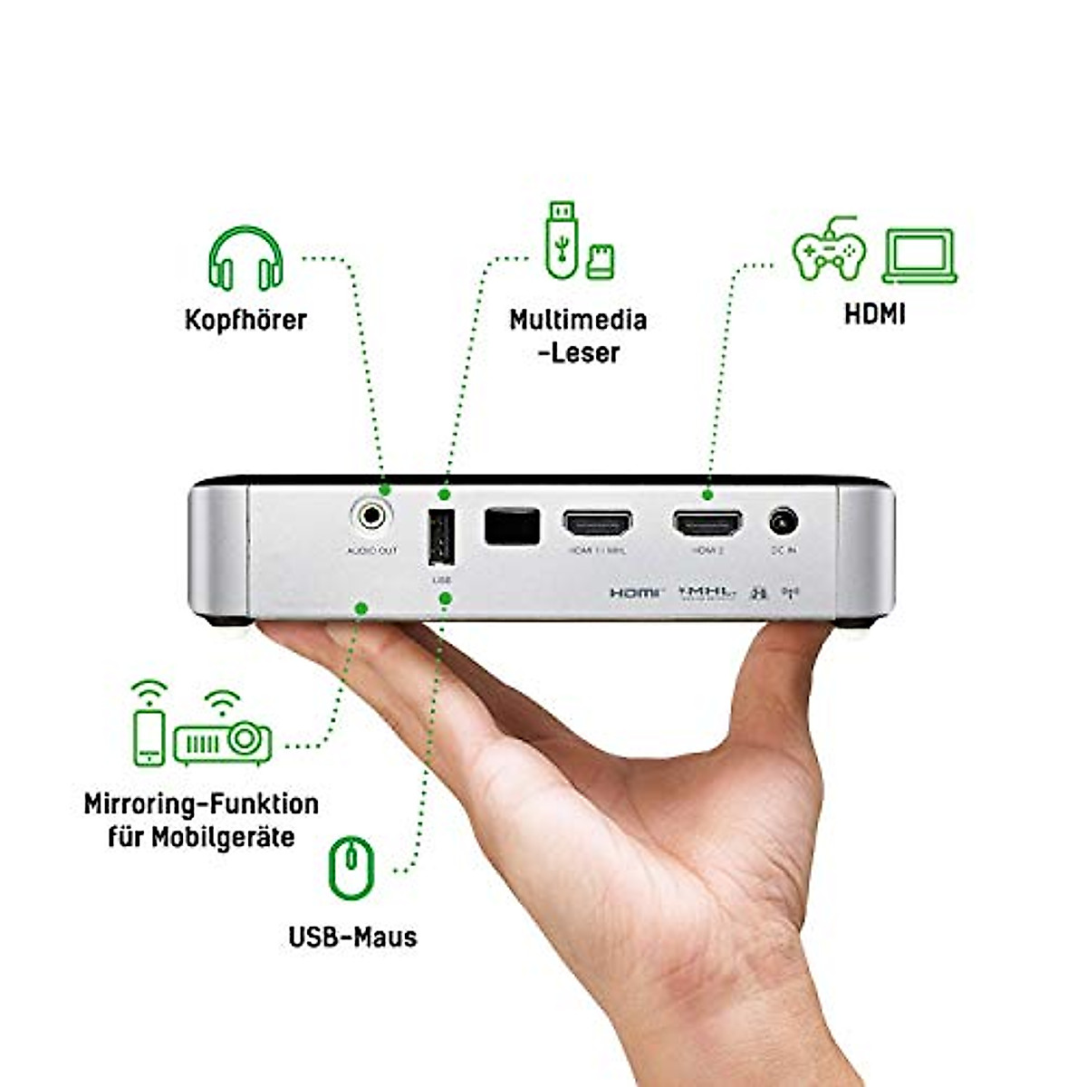 Vivitek Qumi Q6-BK Q6 800 Lumen WXGA LED MHL HDMI Projector with Wireless and Miracast Capability (Black)