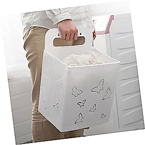 Cabilock Clothes Hamper for Cloth White Bedroom Household Mount Laundry Bag Baskets Foldable Organizer Wall Storage Plastic Multi-Function Hanging Collapsible Sorter Home Organization