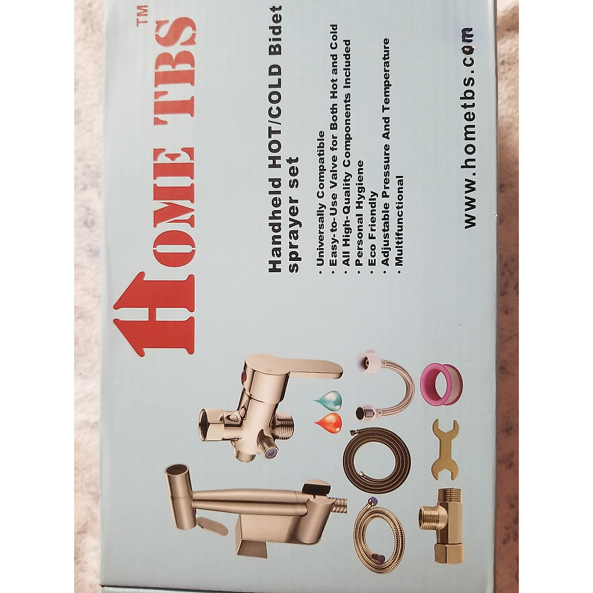 Home TBS Bidet Hot and Cold Handheld Spray Jet Shattaf with 6 inches Extension 7/8 male7/8 Female and 12 inches Toilet Connector New Set Stainless Steel Douchette Mixing Valve Sprayer Muslim Shower