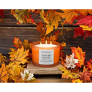 Autumn Leaves Candle | Fall Candles | Luxury Soy & Beeswax Candles for Home | 16 oz. Large Jar 3 Wick Candle | Thanksgiving Candle | Fall Scented Candle | Autumn Candles