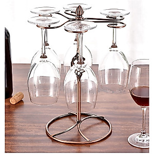 Okllen 2 Pack Scrollwork Wine Glass Rack with 6 Hooks, Metal Stemware Holder Stand Freestanding Wine Glass Holder Display Rack for Tabletop, Bar Countertop, Air Drying, Kitchen Home Storage, Bronze