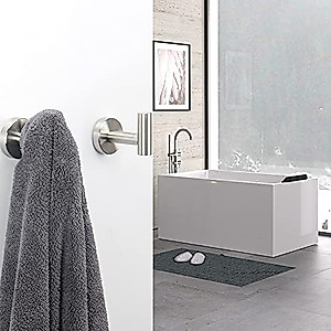 NearMoon Bath Towel Hooks- SUS 304 Stainless Steel Robe Hook Holder, Heavy Duty Coat Hook for Bathroom Livingroom Hotel Kitchen Garage, Wall Mounted- 4 Pack (Brushed Nickel)