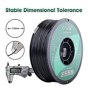 eSUN ABS+ Filament 1.75mm, 3D Printer Filament ABS Plus, Dimensional Accuracy +/- 0.05mm, 1KG Spool (2.2 LBS) 3D Printing Filament for 3D Printers, Black